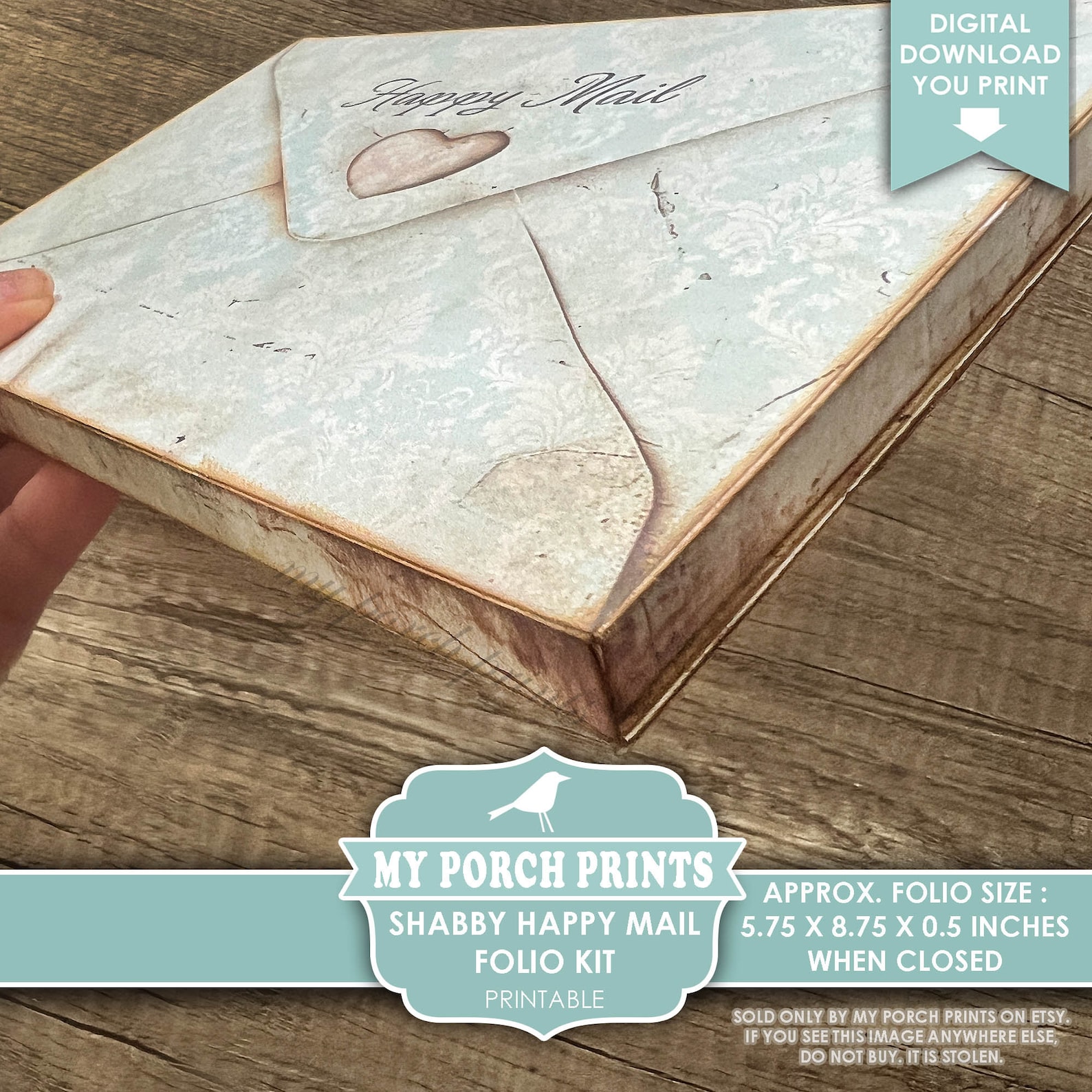 Shabby Happy Mail Folio Kit, Junk Journal, Snail Mail, Folder, Letter ...