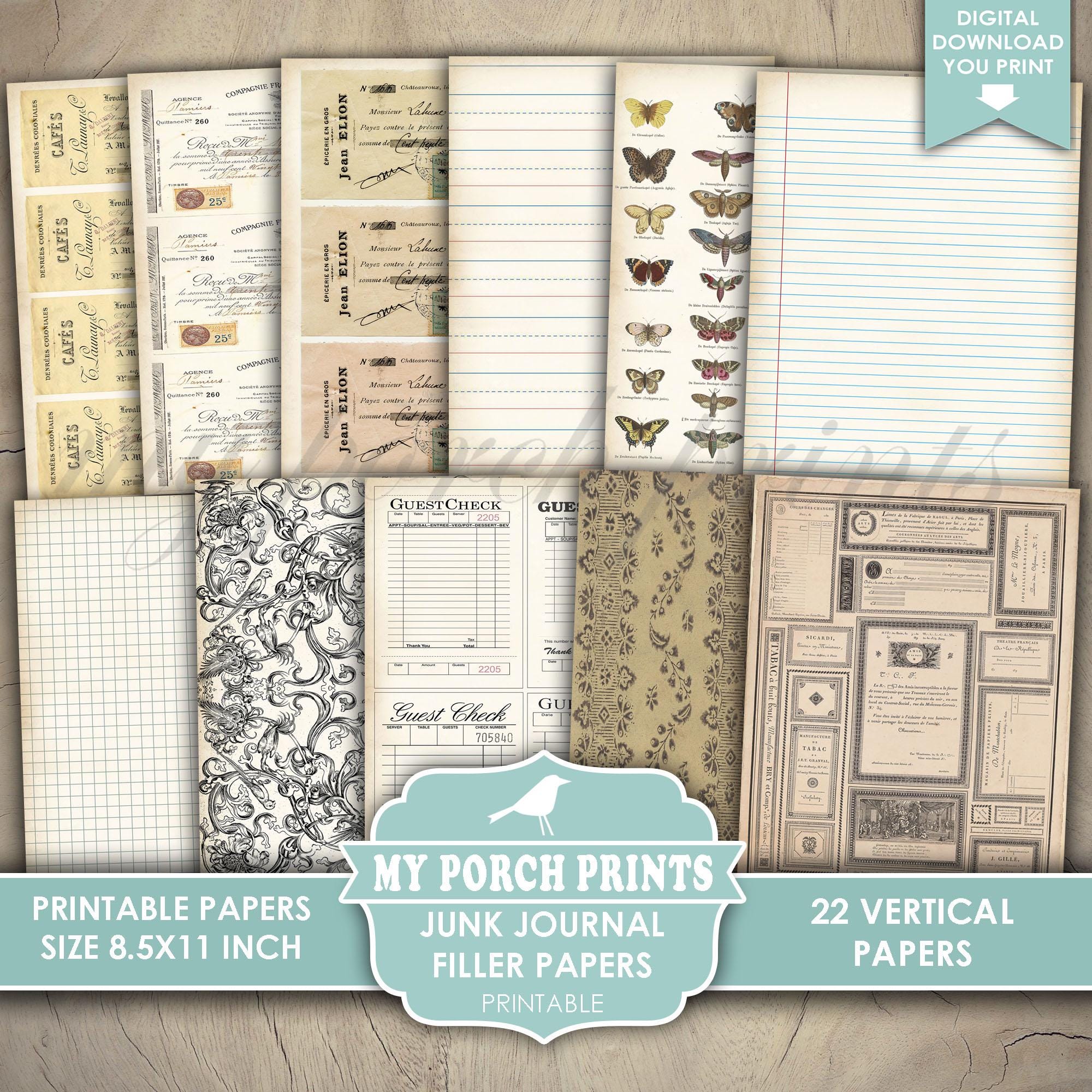 Vertical Junk Journal Filler Papers, Vintage, Neutral, Nature, Extra ...