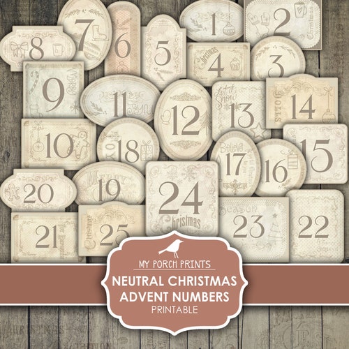 Printable Advent Calendar Numbers Christmas Countdown - Etsy