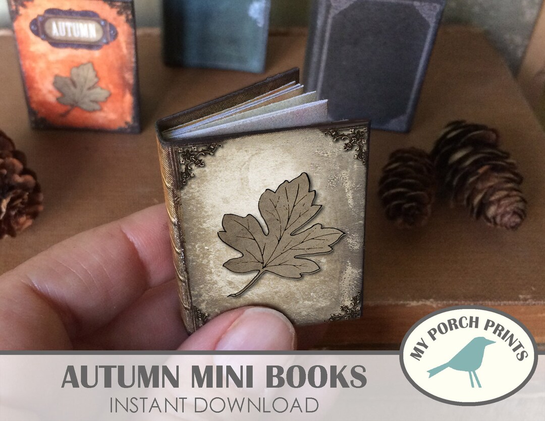 Autumn Mini Books, Fall, Mini Album, Necklace, Scrapbook, Printable ...