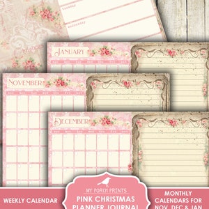 Pink Christmas, Junk Journal, Planner, Add on Kit, December Daily ...