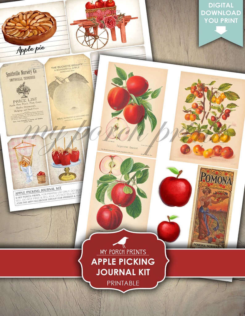 Junk Journal Kit Apples Apple Picking Fall Autumn Red - Etsy