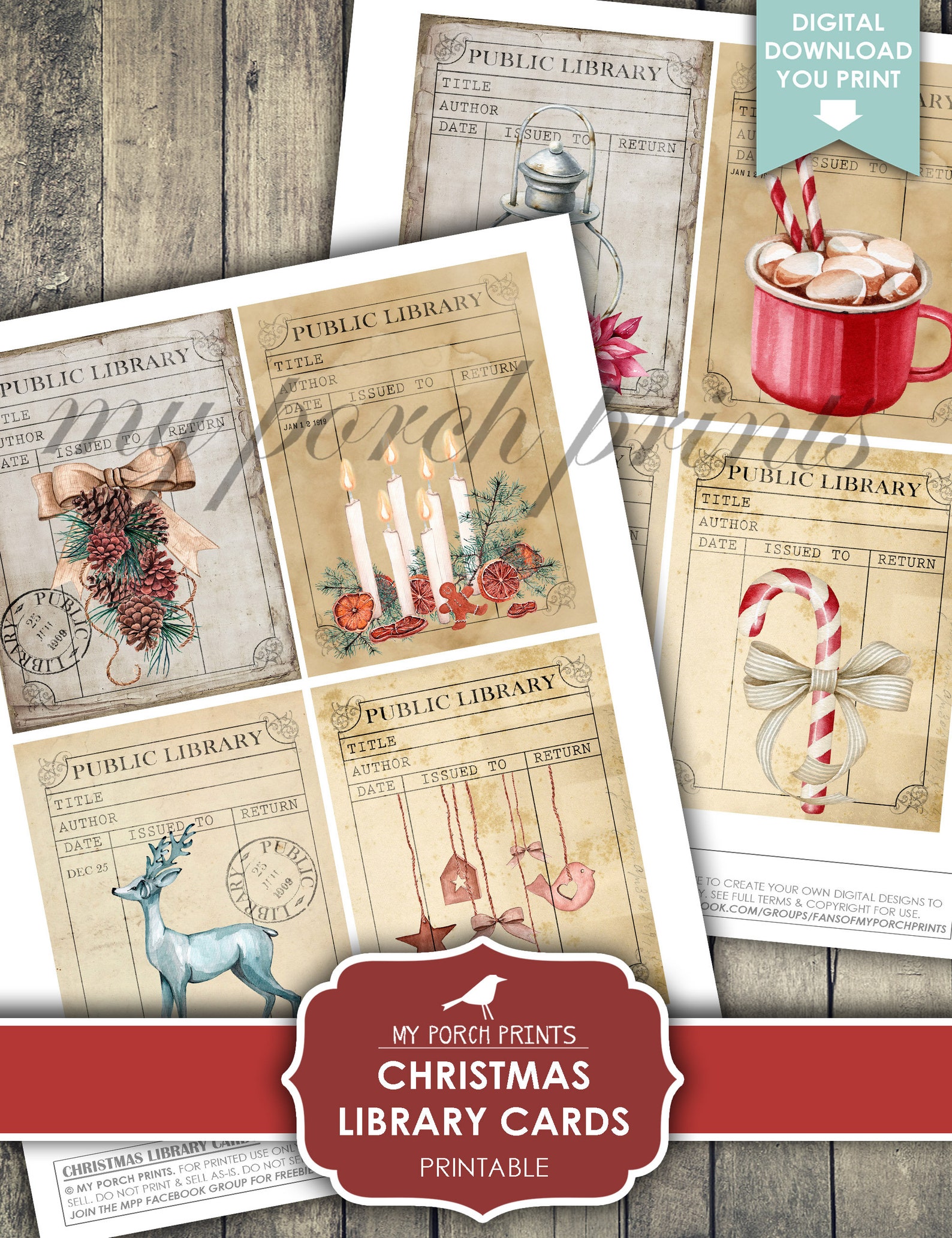 Christmas Library Cards Junk Journal December Daily Winter - Etsy