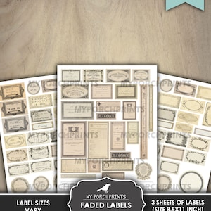 Junk Journal Faded Labels, Vintage, Blank, Bullet Journal, Steampunk ...