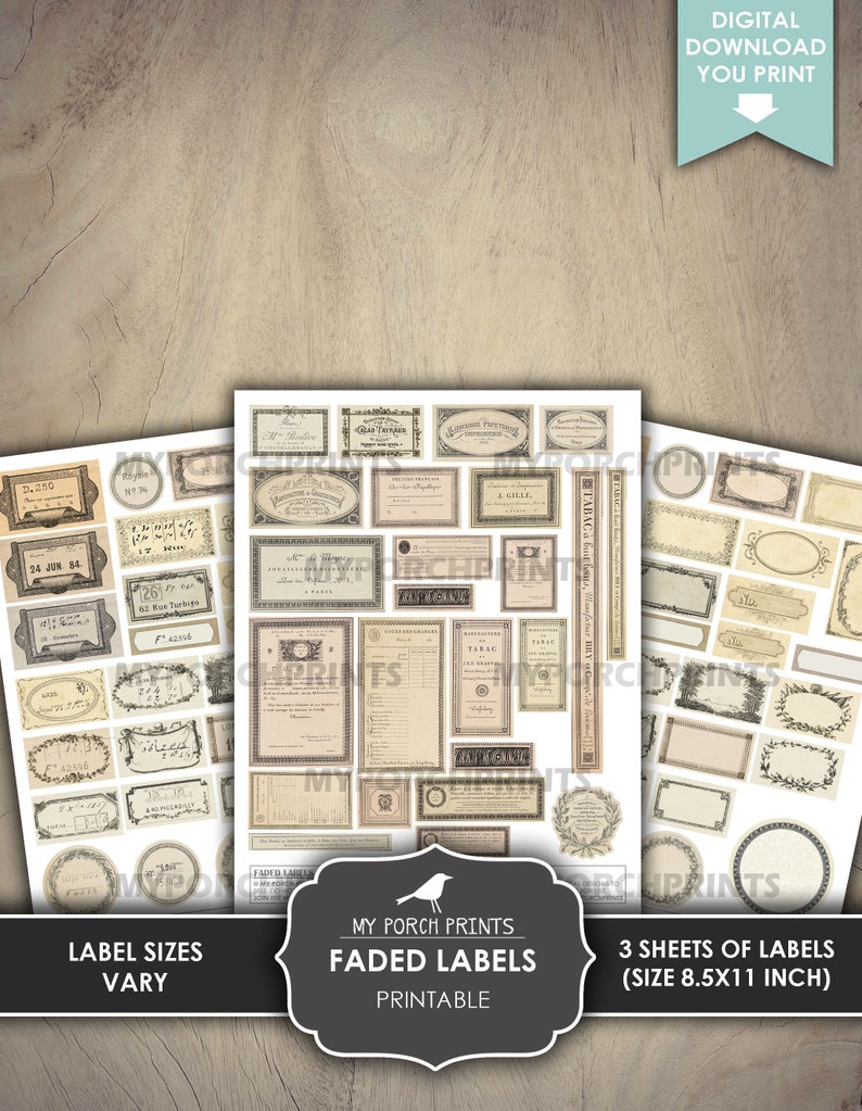 Junk Journal Faded Labels, Vintage, Blank, Bullet Journal, Steampunk ...