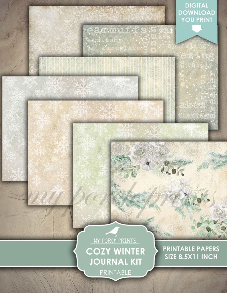 Junk Journal, Cozy, Winter, Kit, December, Green, White, Forest ...