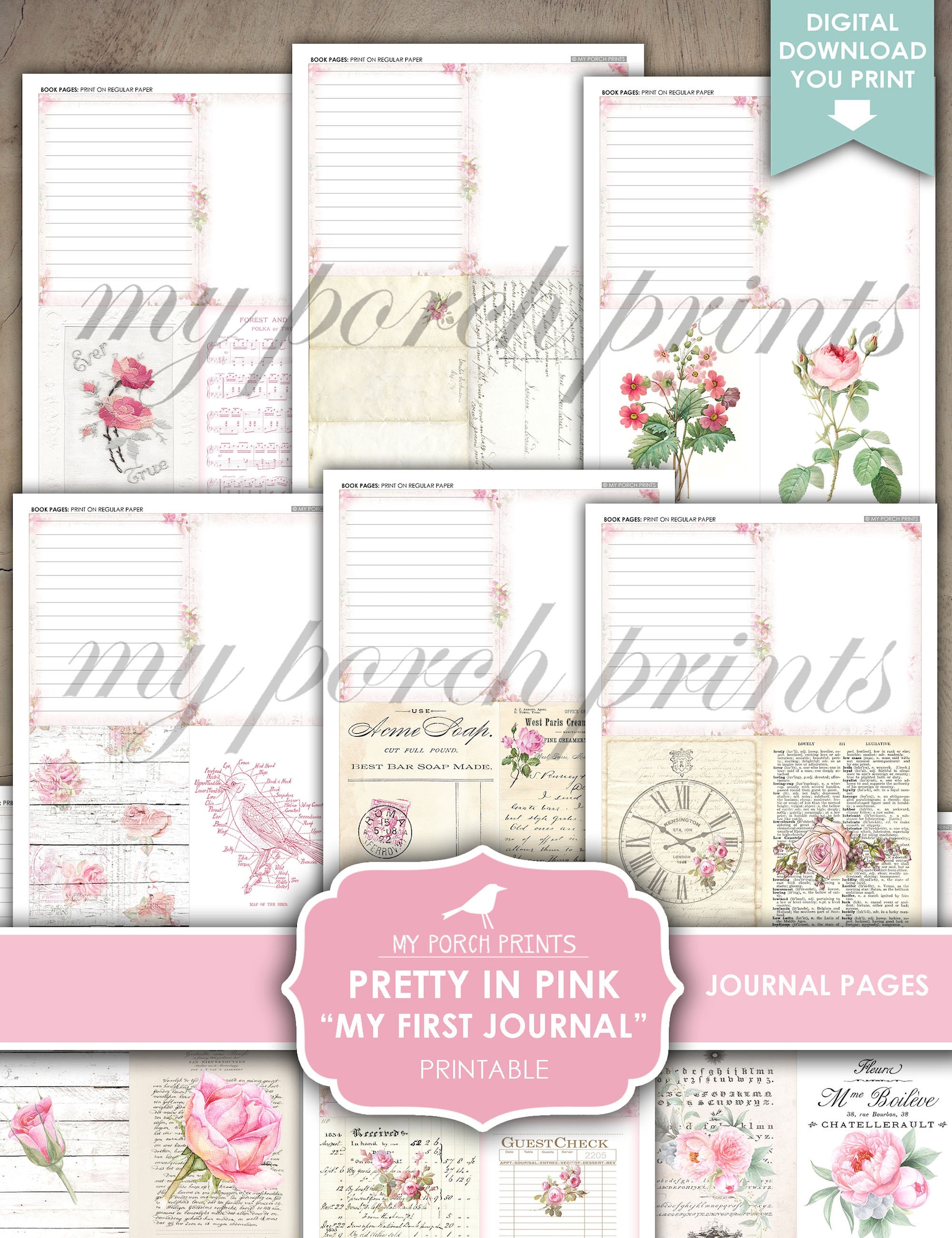 Junk Journal Pretty in Pink My First Beginner's Kit - Etsy