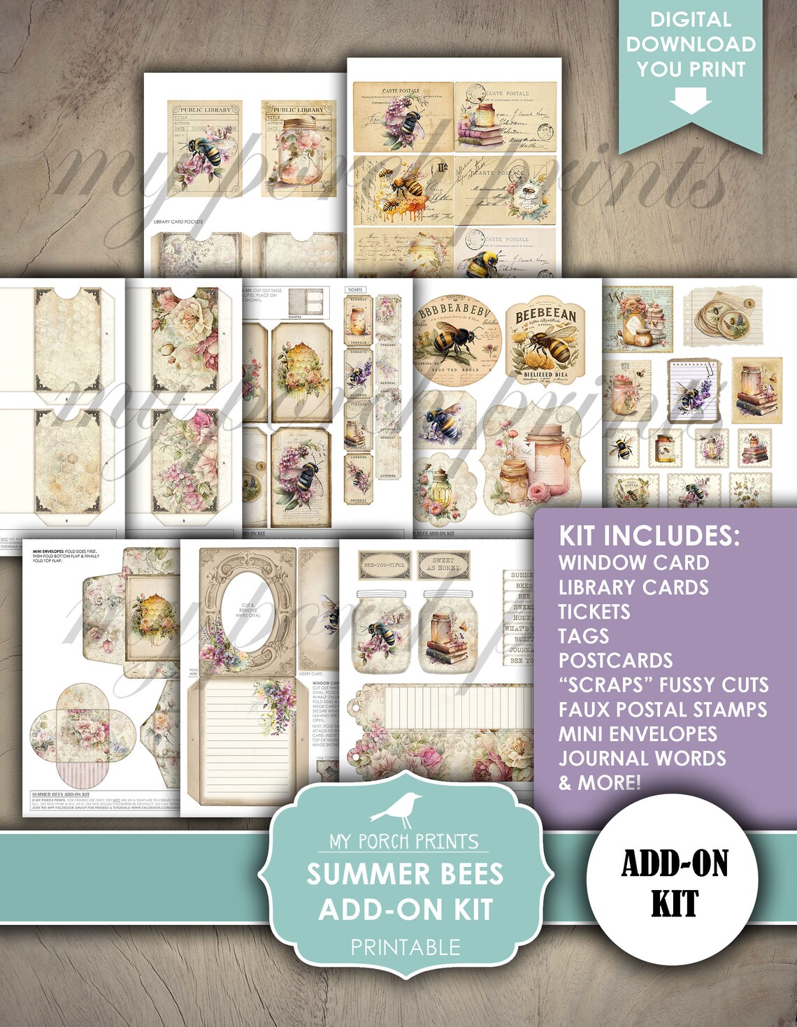 Junk Journal, Summer, Bees, ADD ON, Kit, Bee, Beekeeper, Honey, Apiary ...