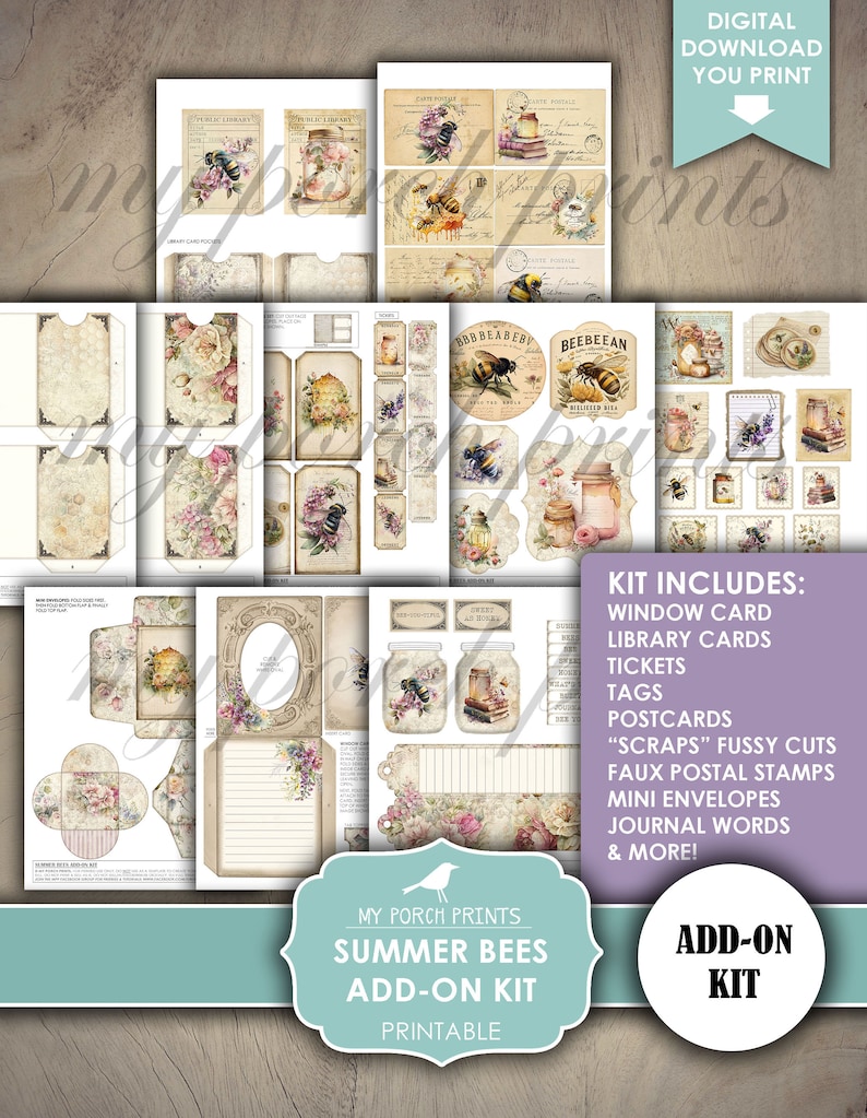 Junk Journal, Summer, Bees, ADD ON, Kit, Bee, Beekeeper, Honey, Apiary ...