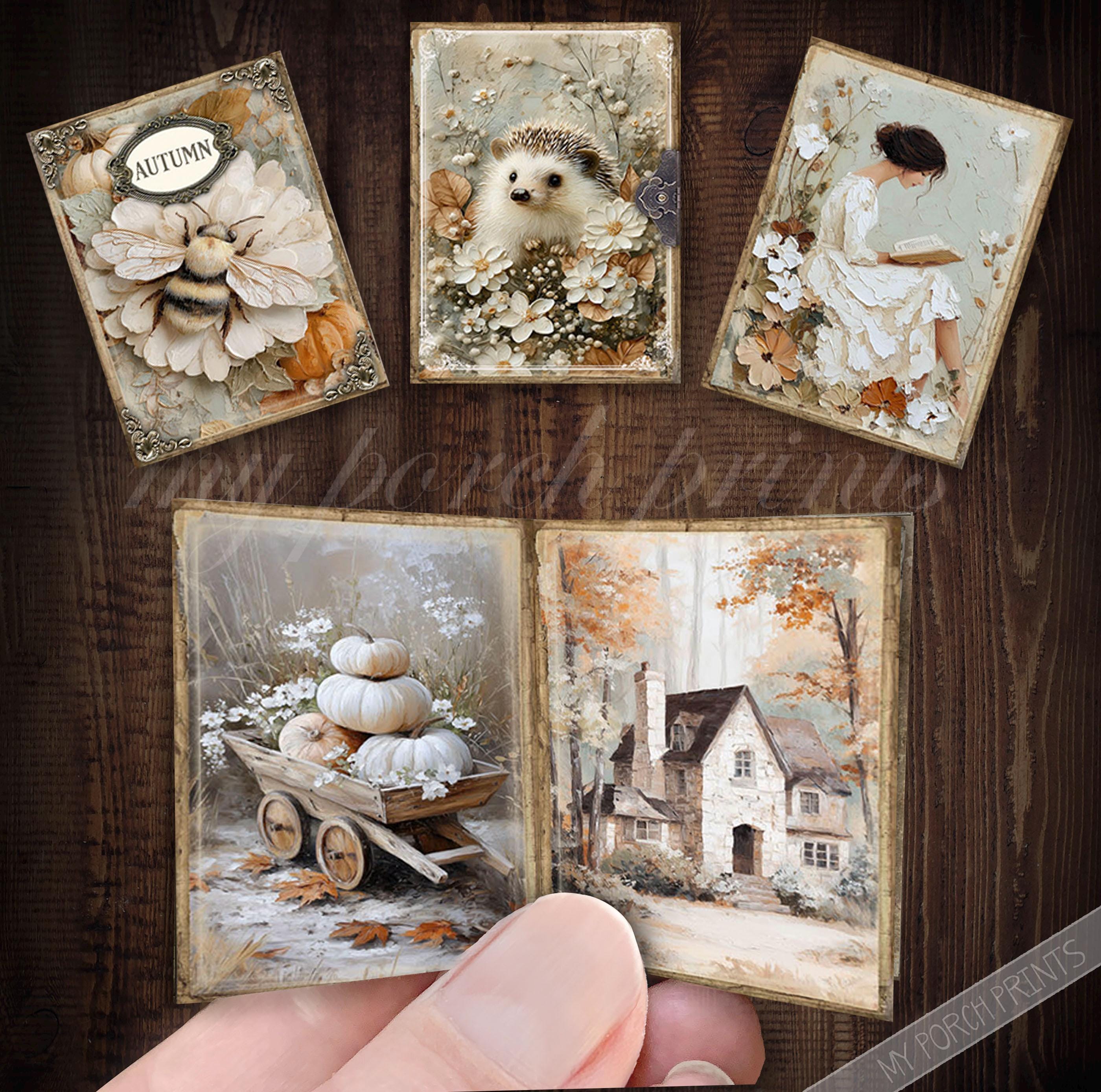 Autumn Cottage Mini Books, Junk Journal, Miniature, Floral, Fall ...