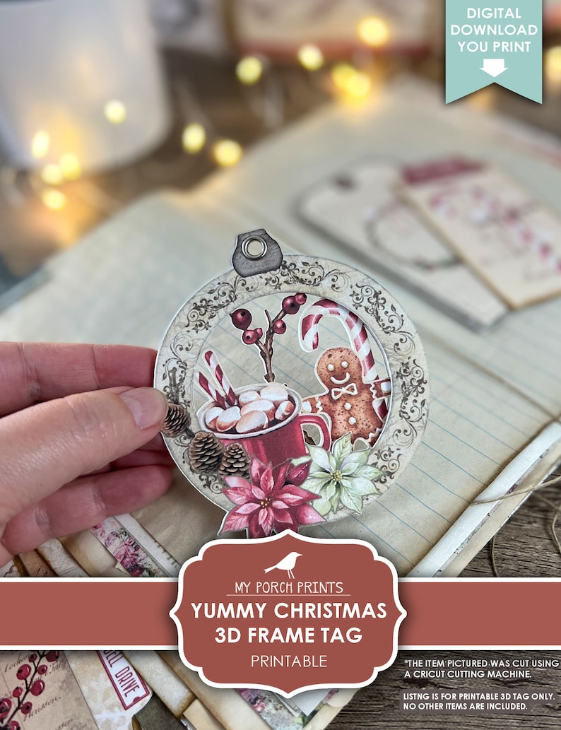 3D Frame Tag Yummy Christmas Junk Journal Kit Ephemera - Etsy
