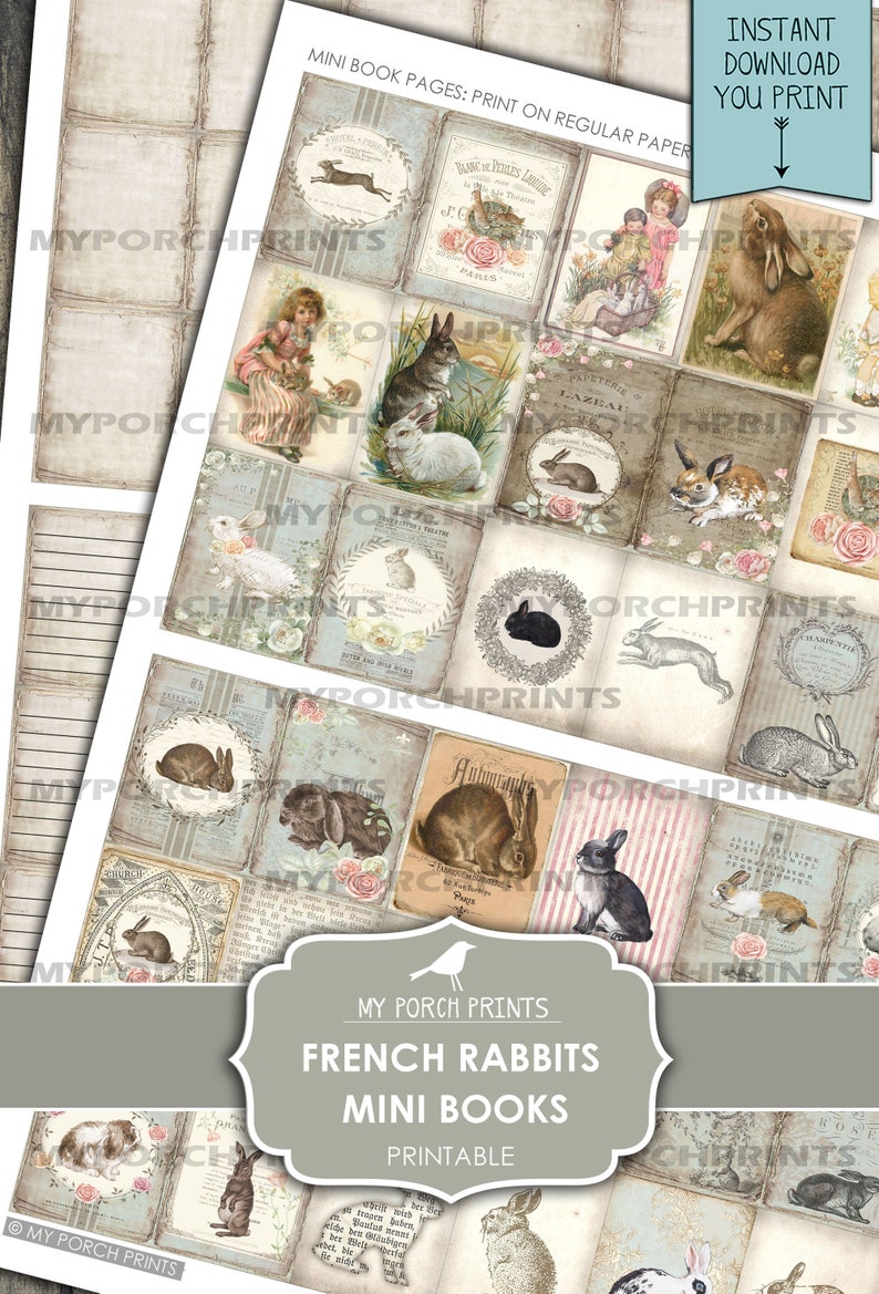 Mini Book, French Rabbit, Junk Journal, Craft Kit, Little, Girl, Baby ...