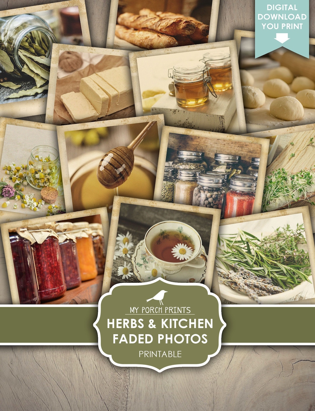 Photos, Faded, Herbs, Kitchen, Junk Journal, Photographs, Pictures ...