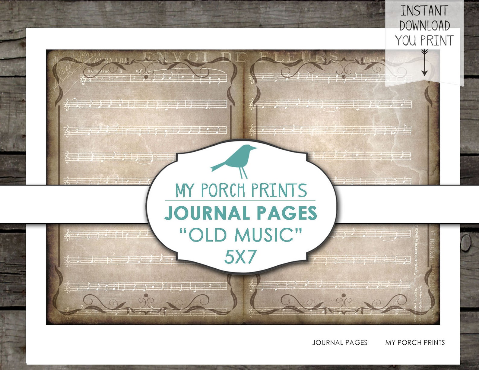 Printable Music Journal Pages, Old Music Vintage 5x7 Junk Journal Kit ...