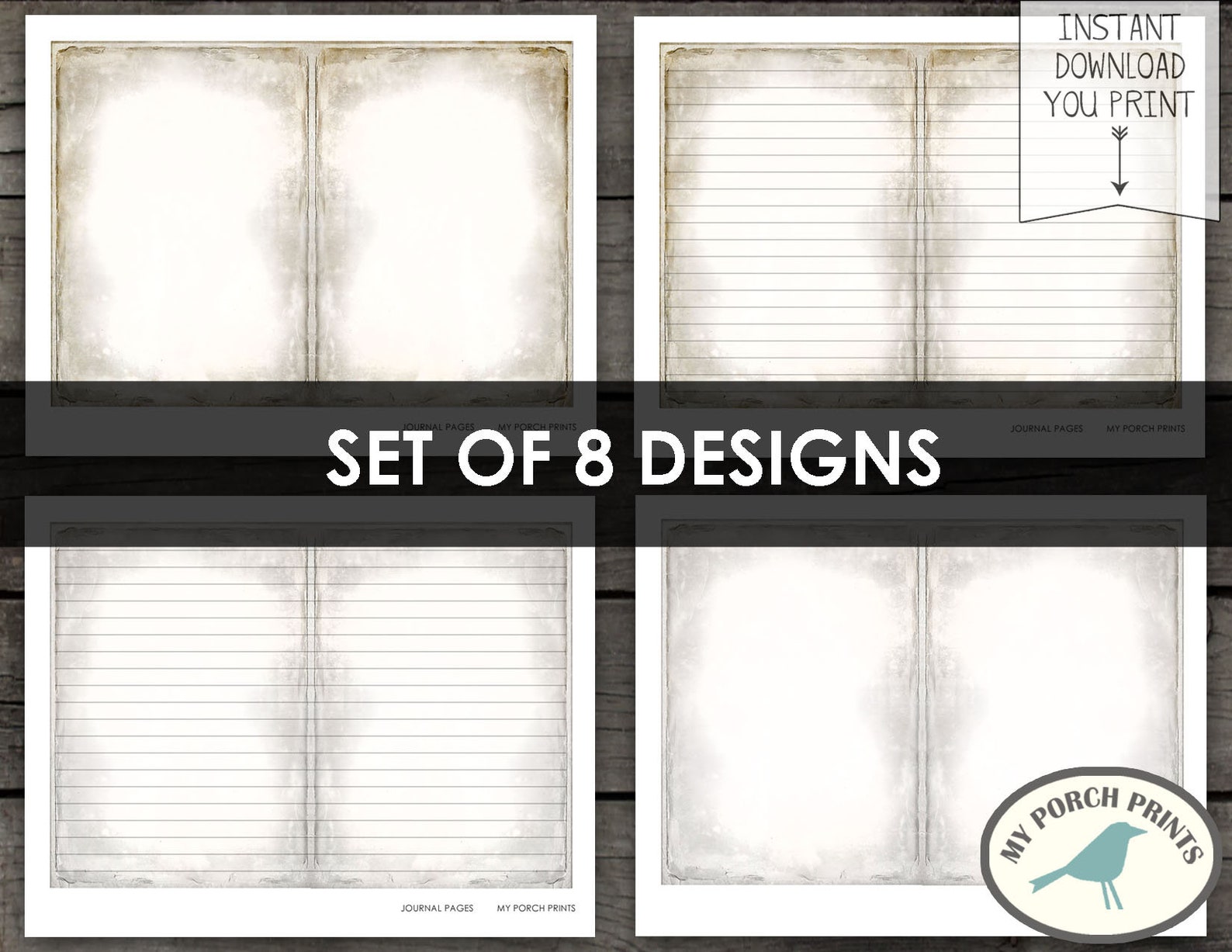 Inked Edges Journal Page Plain Lined Book Vintage 5x7 - Etsy