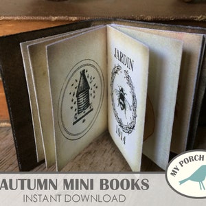 Autumn Mini Books, Fall, Mini Album, Necklace, Scrapbook, Printable ...