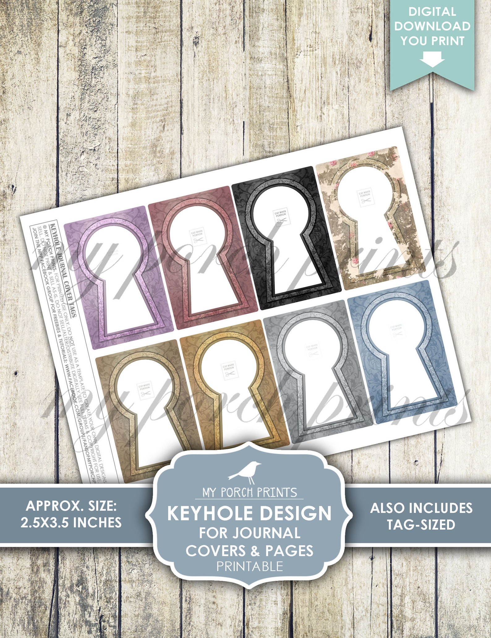 Keyhole, Junk Journal, Cover, Page, Key, Hole, Door, Alice in ...