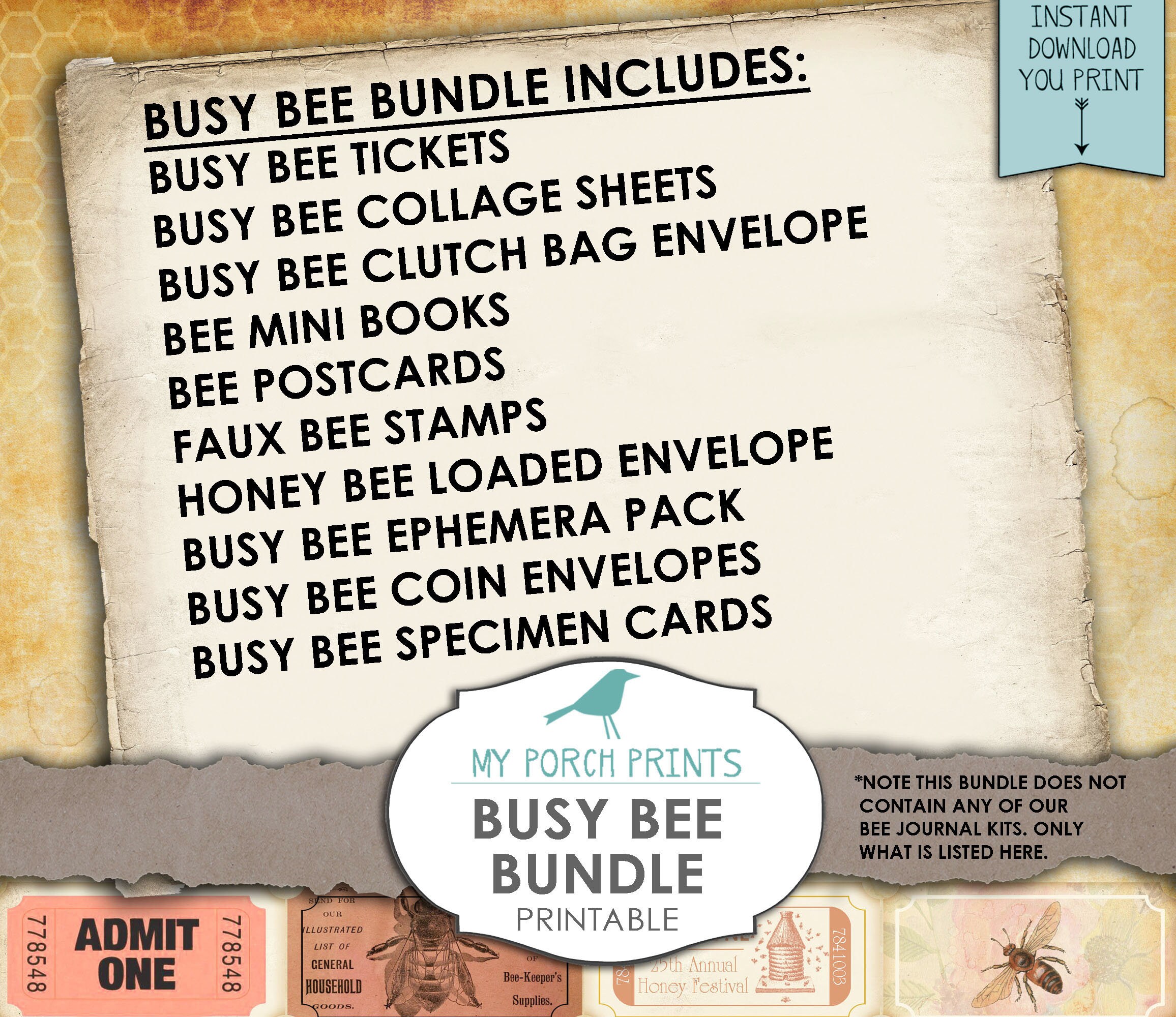 Junk Journal Kit Busy Bee Bundle Printable Ephemera Pack - Etsy Junk Journal Kit Busy Bee Bundle Printable Ephemera Pack - Etsy
