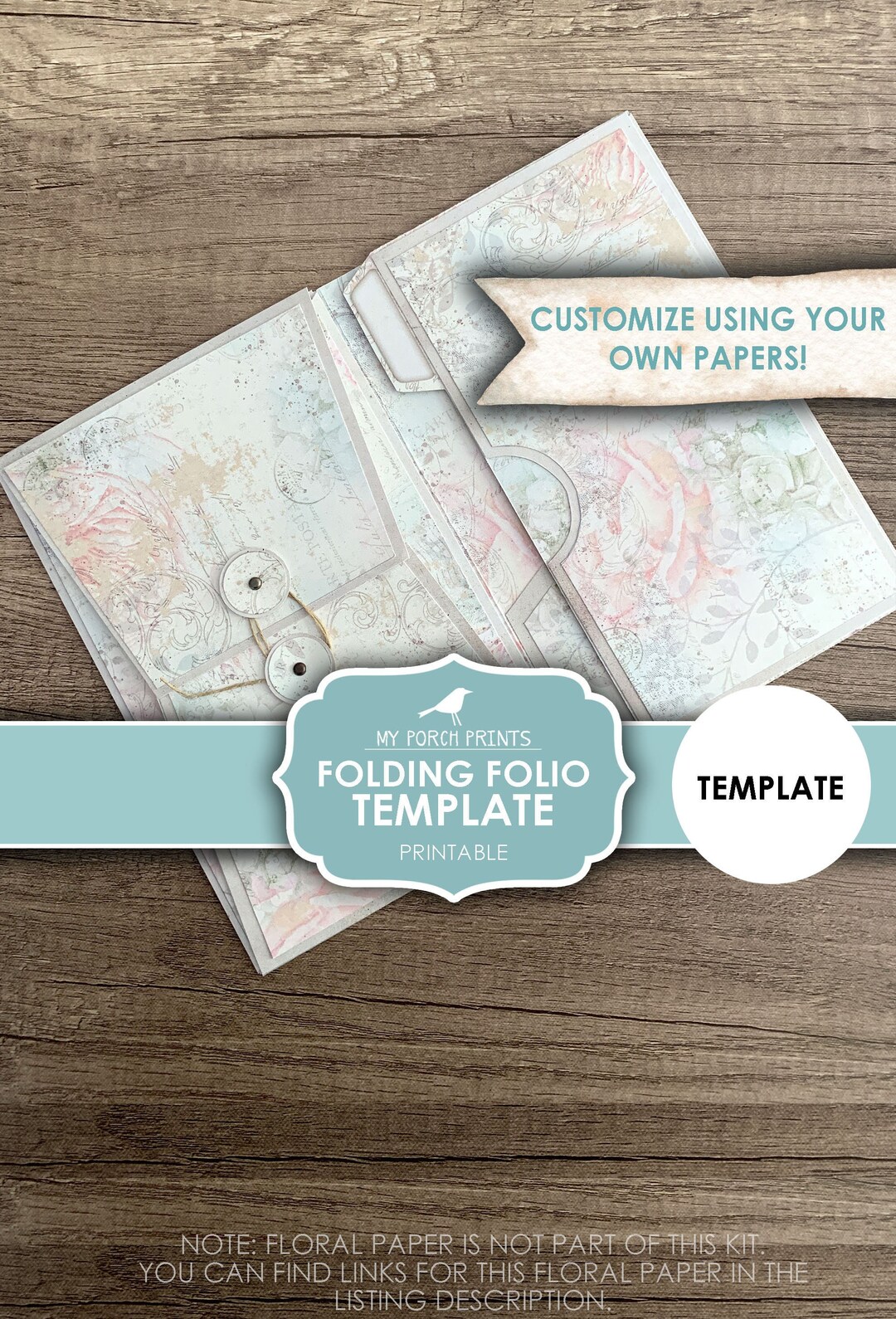 Folding Folio Template, Junk Journal, Vintage, Pocket Folder, Craft Kit ...