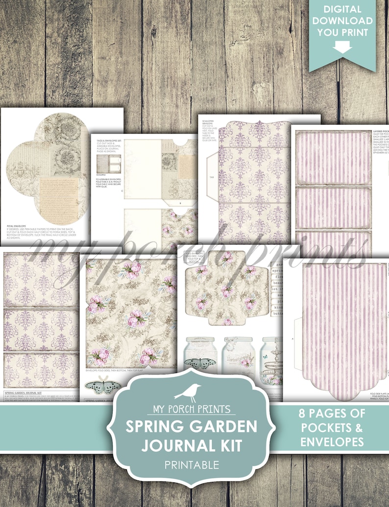 Junk Journal Kit Spring Garden Peonies Cottage Purple - Etsy