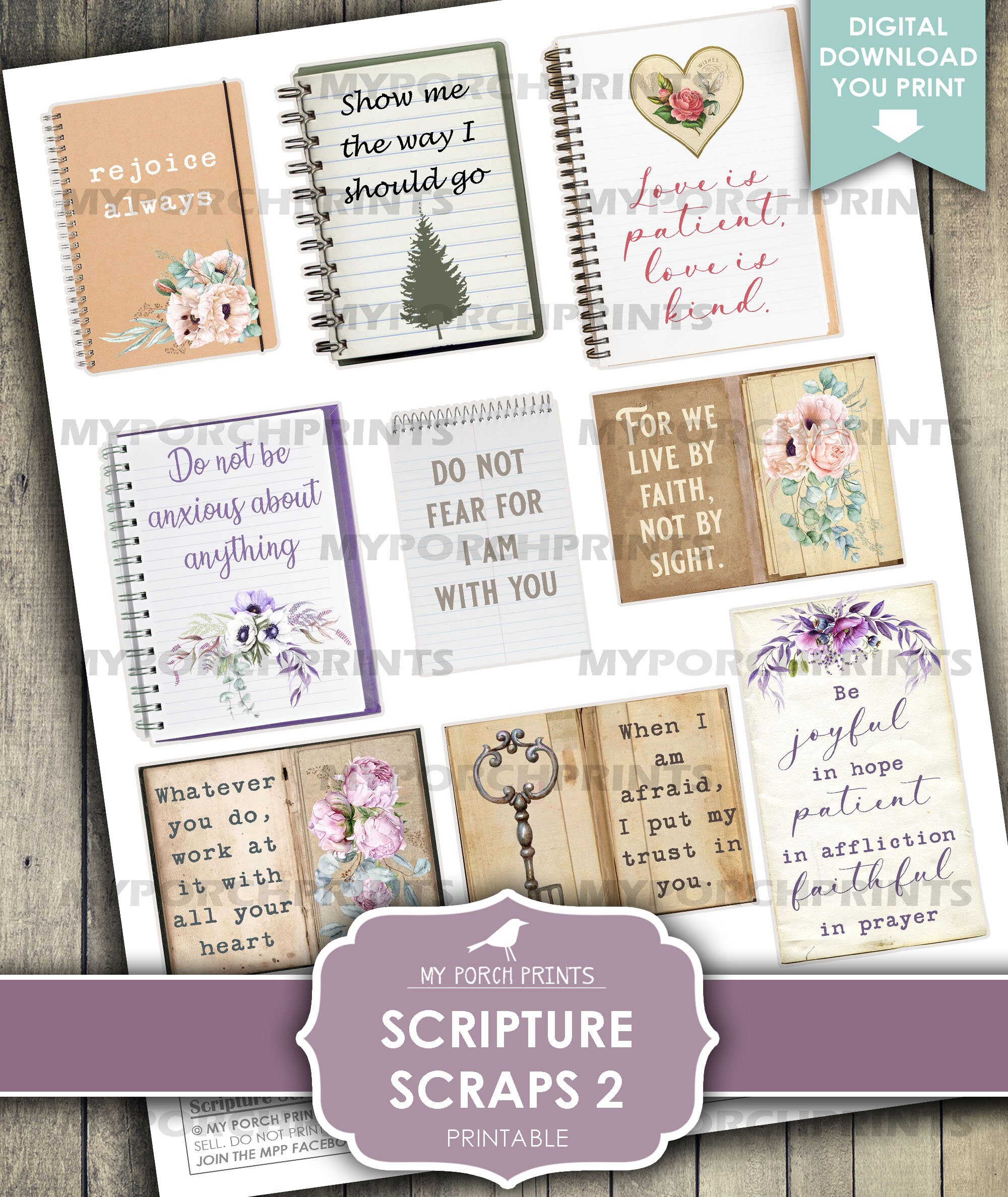 Scripture Scraps 2, Junk Journal, Bible Journaling, Stickers, Verse ...