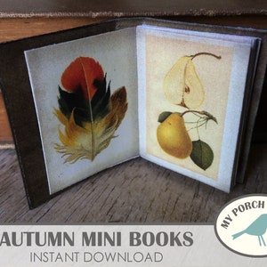 Autumn Mini Books, Fall, Mini Album, Necklace, Scrapbook, Printable ...