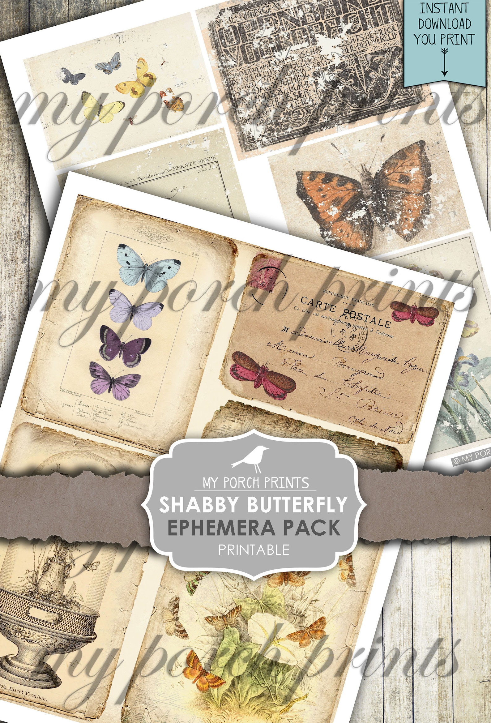Junk Journal Ephemera Pack Shabby Butterfly Butterflies - Etsy