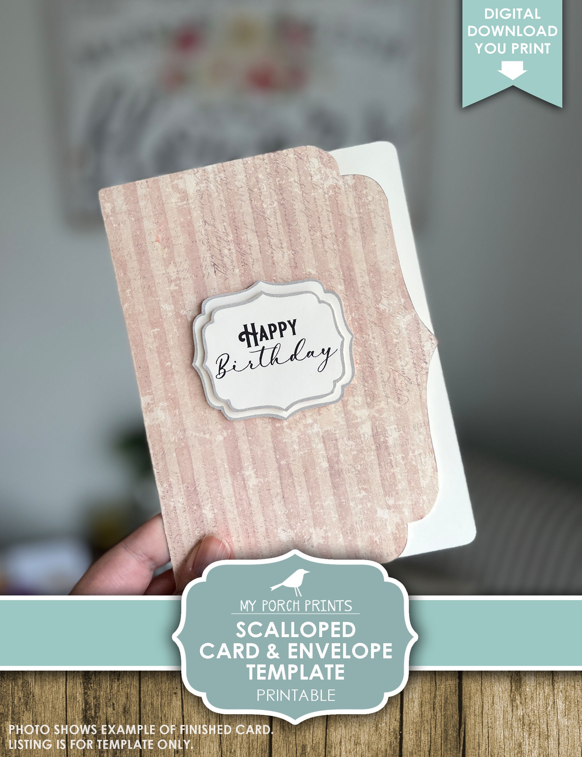 Scalloped Greeting Card Kit, Envelopes, Template, Junk Journal, Ink ...