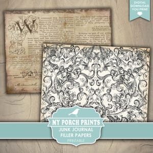 Junk Journal Filler Papers HORIZONTAL, Vintage Neutral Extra Pages ...