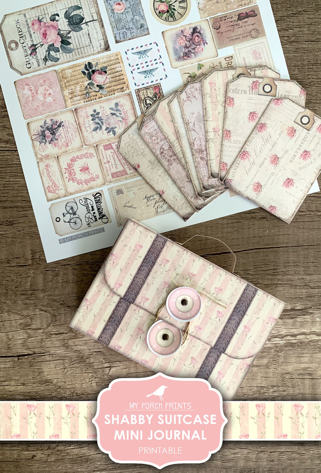 Shabby Suitcase Mini Junk Journal Kit, Pink, Graduation, Girl Gift Idea ...