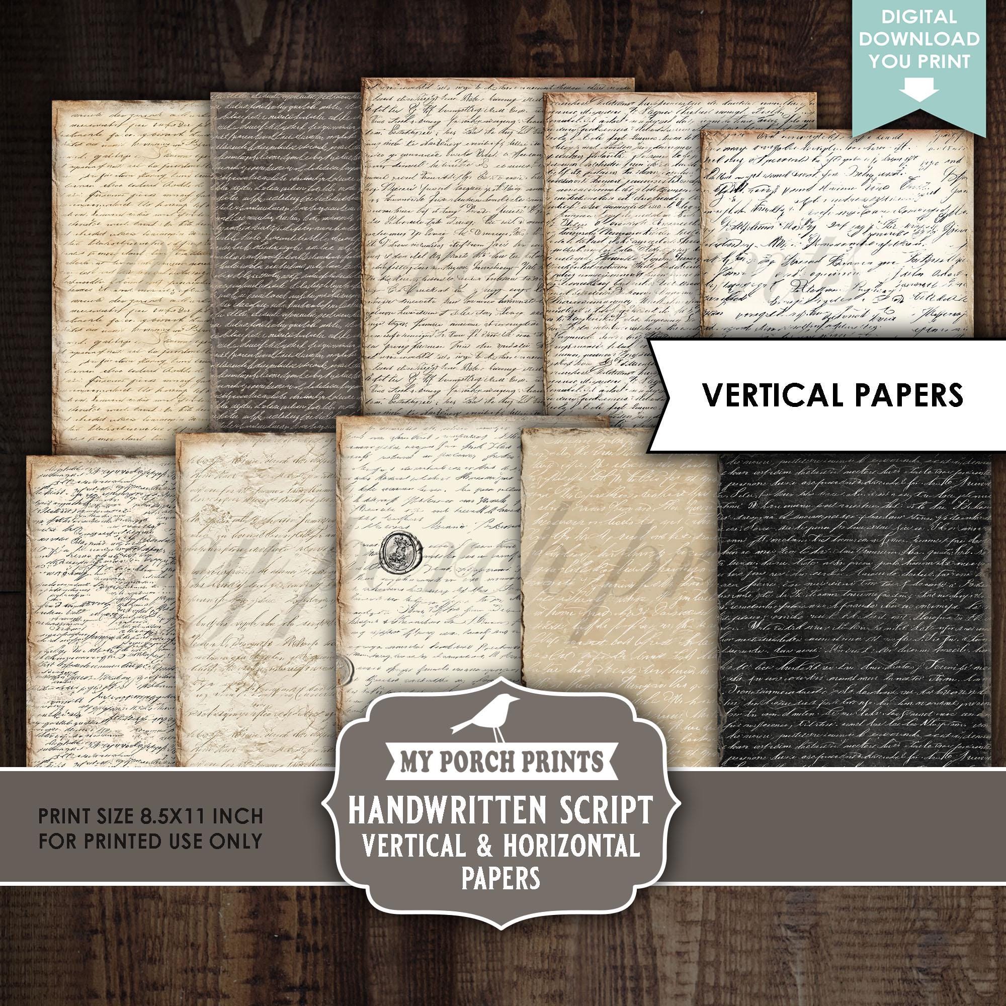 Handwritten Script Papers Junk Journal, Vintage Neutral Handwriting ...