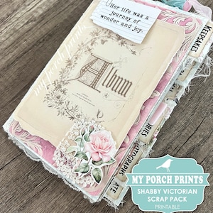 Shabby Victorian Scrap Pack, Roses, Teal, Ephemera, Junk Journal, Kit, Pink, Papers, Vintage, My ...