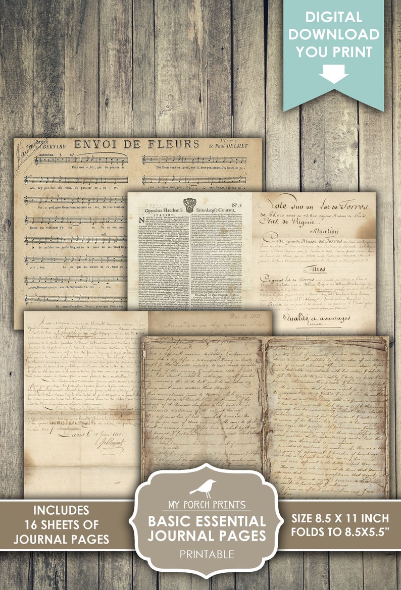 Journal Pages Basic Essentials Junk Journal Kit Vintage - Etsy