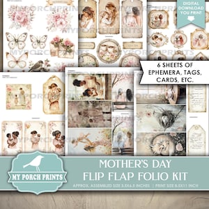 Mother's Day Flip Flap Folio Kit, Junk Journal, Shabby, Folder, Gift ...