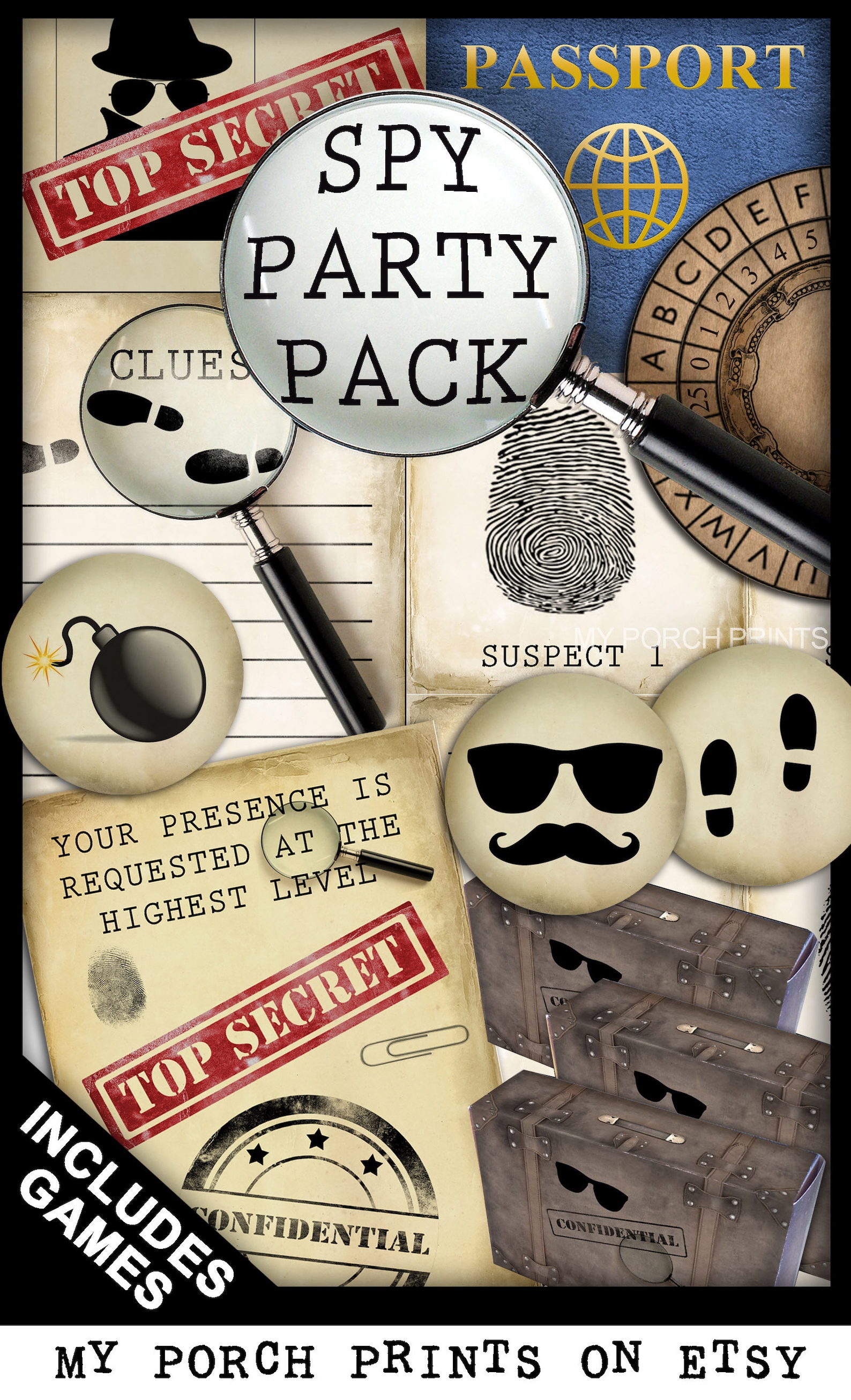 Spy Party Pack Spy Party Printable Spy Birthday Party - Etsy Canada