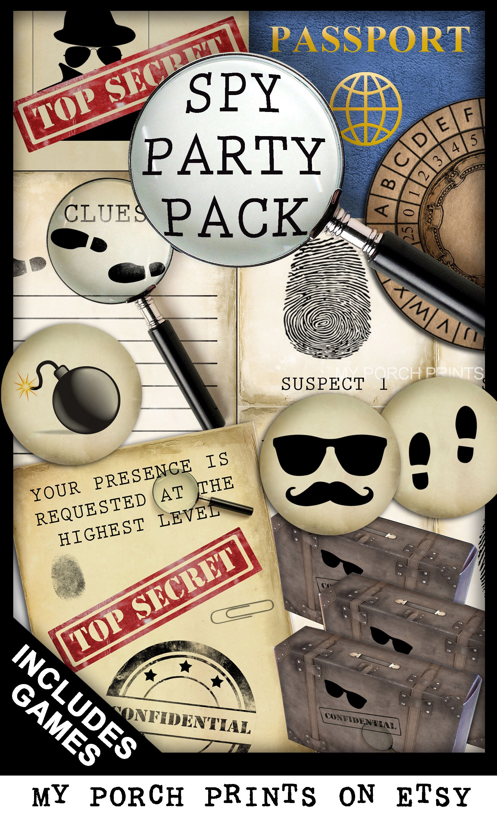 Spy Party Pack Spy Party Printable Spy Birthday Party - Etsy Canada