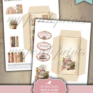 Rose and Ivory Double Fold Mini Book Shelf, Junk Journal Books ...