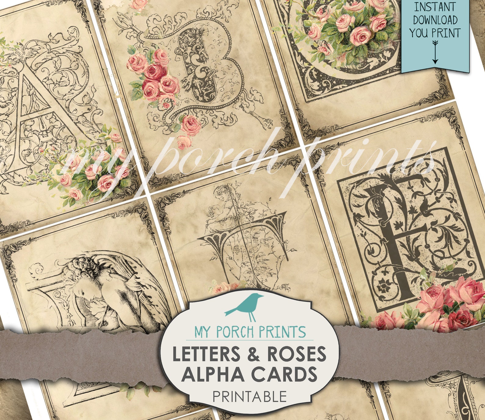 Letters & Roses Alpha Card Junk Journal Pocket Letter - Etsy