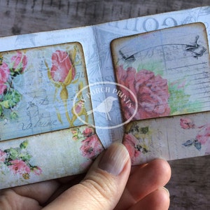 Shabby Mini File Folders, Junk Journal Kit, Printable, Ephemera Roses ...