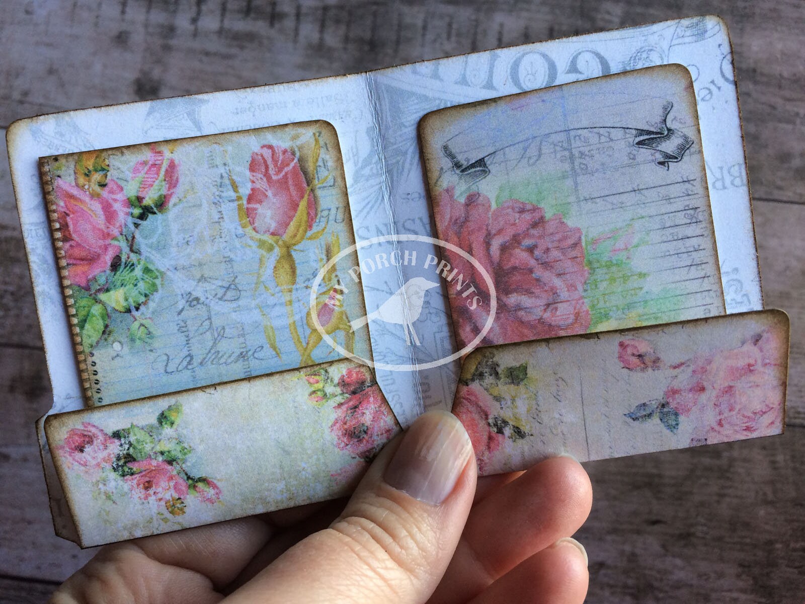 Shabby Mini File Folders, Junk Journal Kit, Printable, Ephemera Roses ...