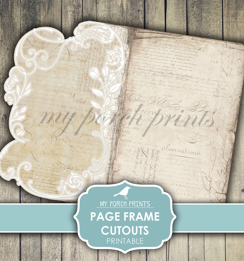 Junk Journal, Page Frame Cutouts, Insert, Decorative Design, Paper ...