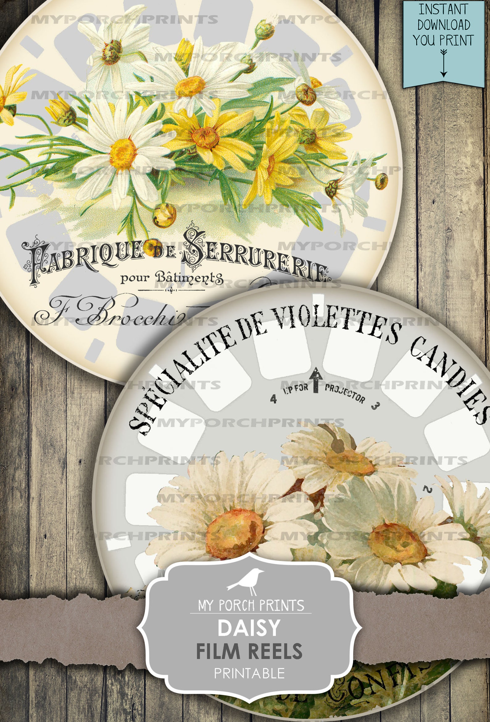 Daisy Film Reels Junk Journal Kit Flower Vintage My Porch | Etsy
