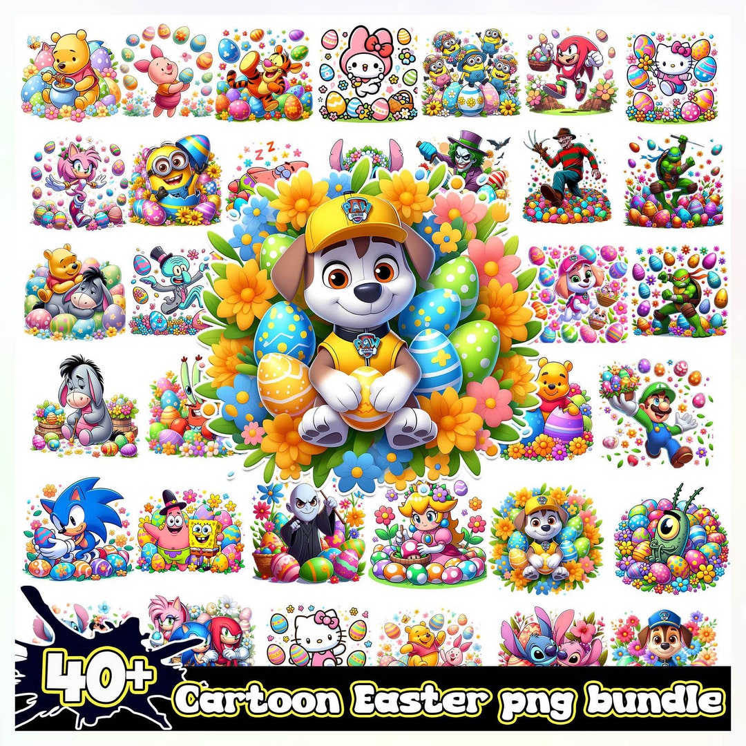 Cartoon Easter Character Png Bundle, Spring Easter Png, Happy Easter ...
