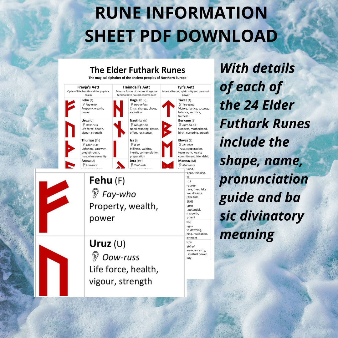 Elder Futhark Rune Information Sheet (digital PDF Format) Norse, Viking ...
