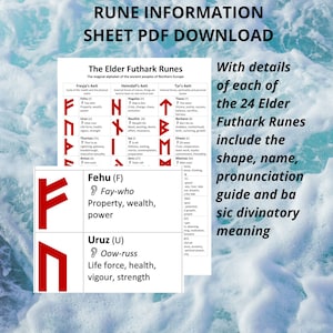 Elder Futhark Rune Information Sheet (digital PDF Format) Norse, Viking ...