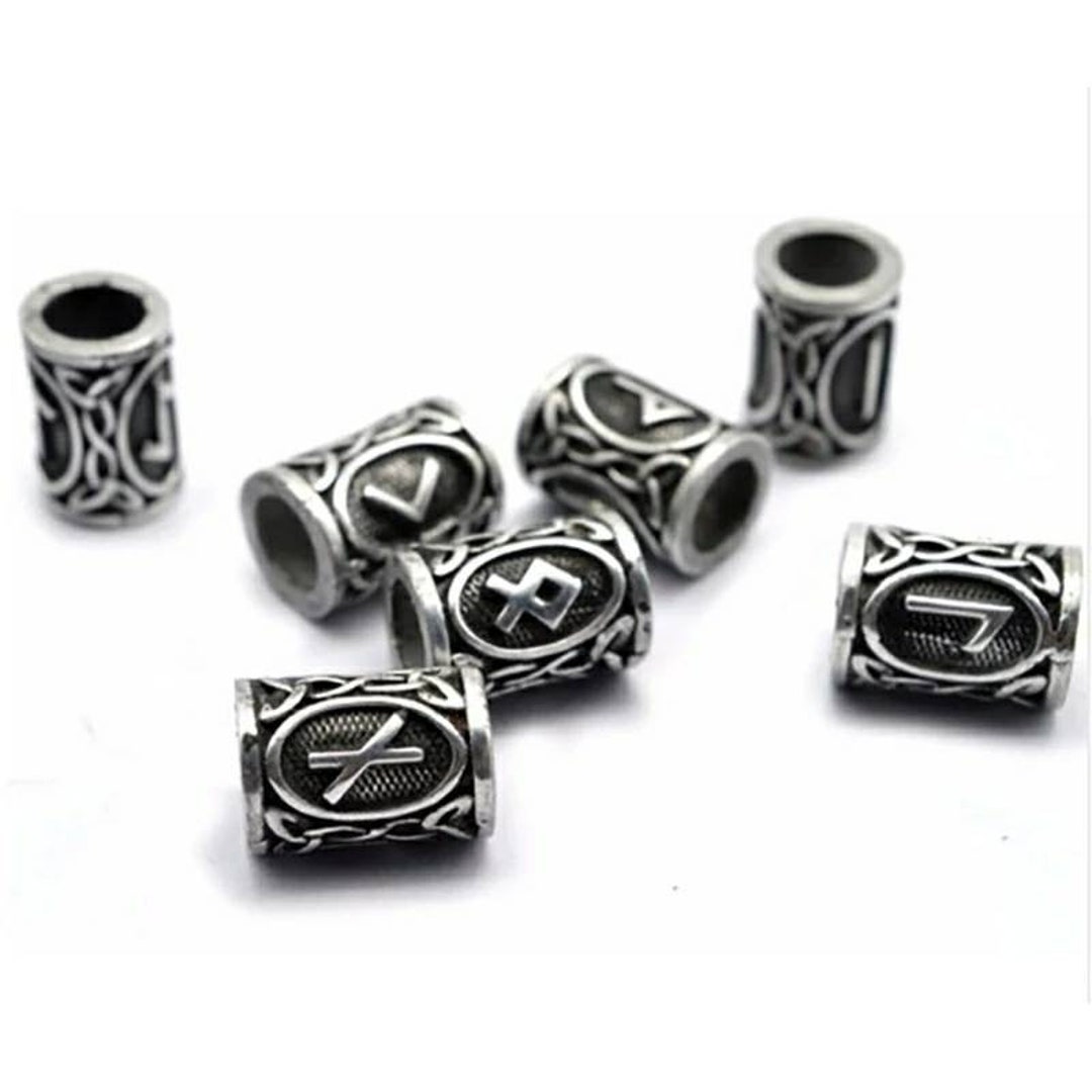 Viking Rune Bead, Metal Hair or Beard Bead, Deadlock Bead. Elder ...