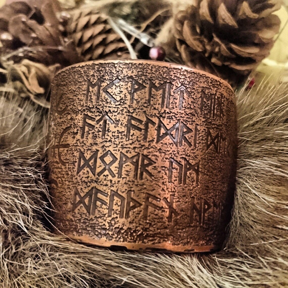 Havamal 77 Runes/helm of Awe Cuff Bracelet Armband (copper Large Heavy ...