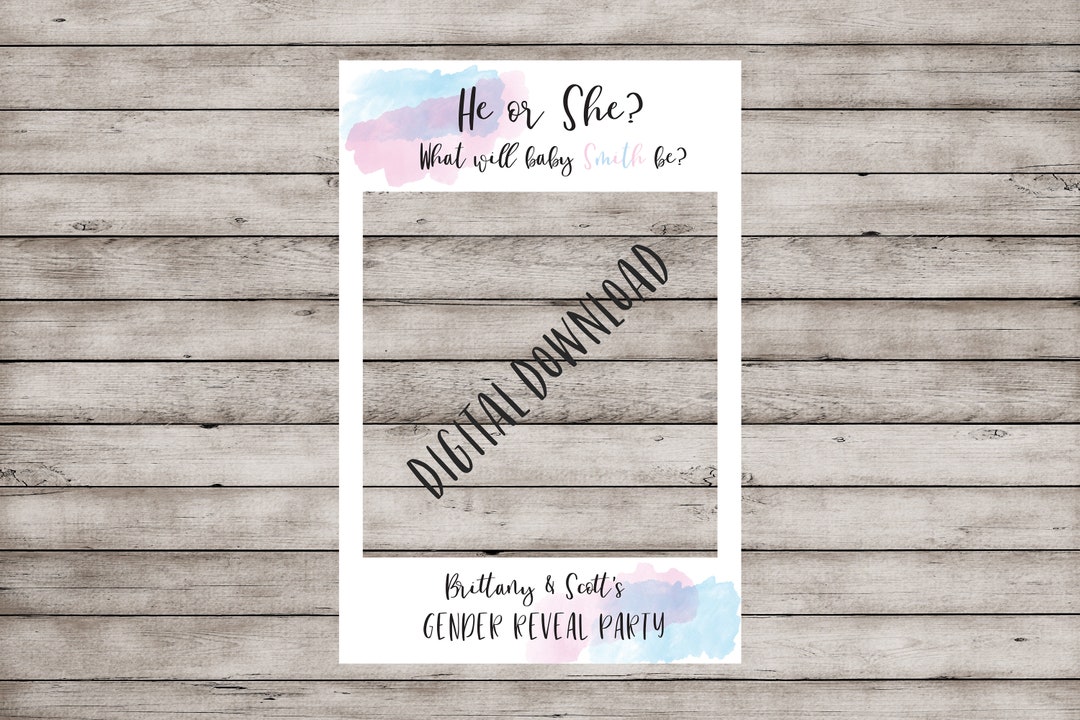 Gender Reveal Frame, Instagram Frame Prop, Gender Reveal Photo Prop ...