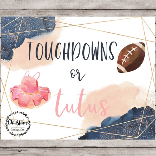 Football Gender Reveal Sign Touchdowns or Tutus Gender Reveal - Etsy