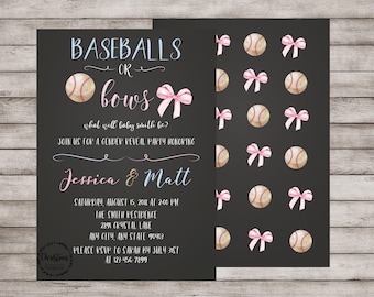 Baseball Gender Reveal Invitation - Etsy